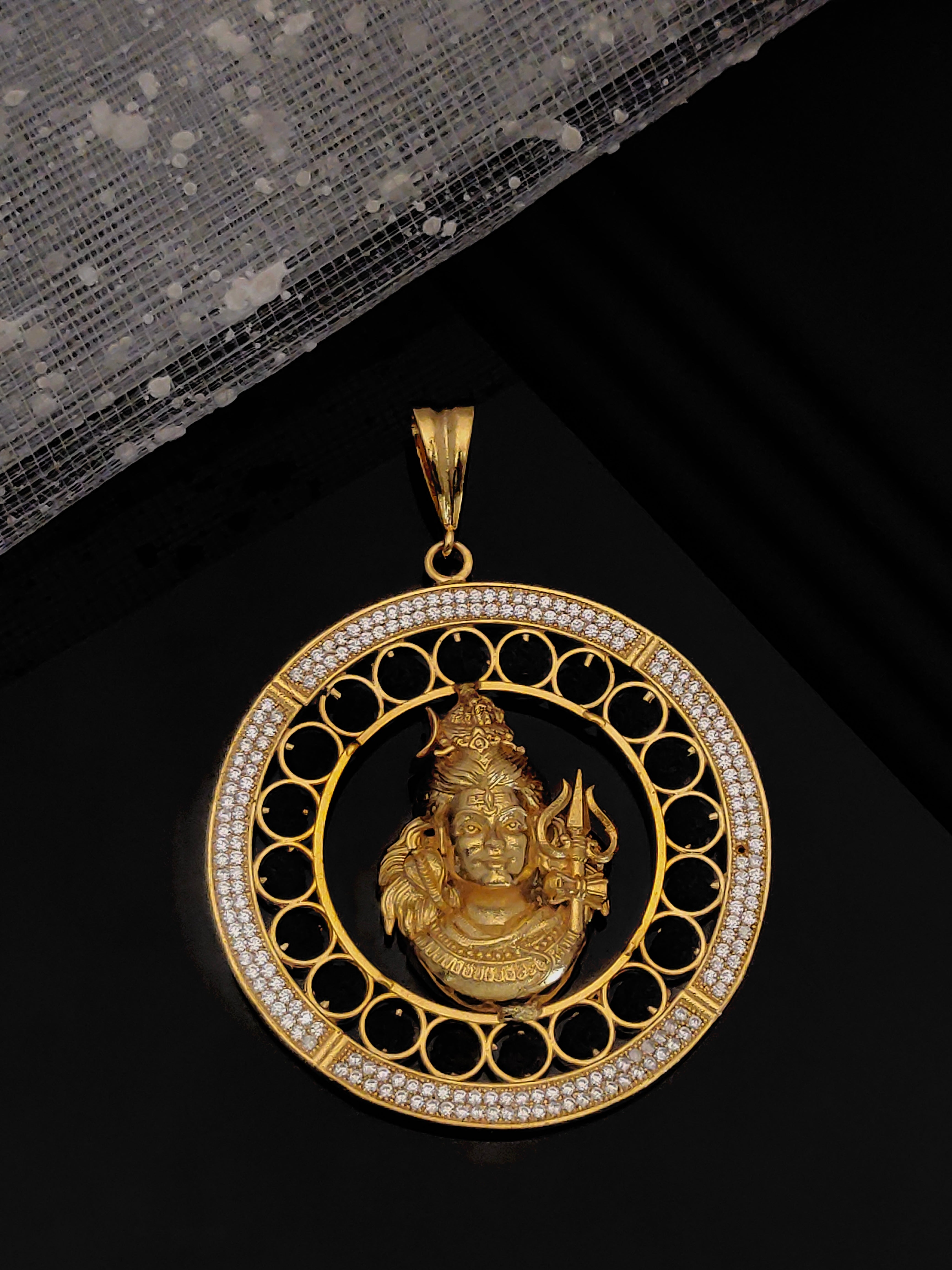 Mahadev With Rudraksh round Frem Design Gold Pleted Pendant PD-241 ...