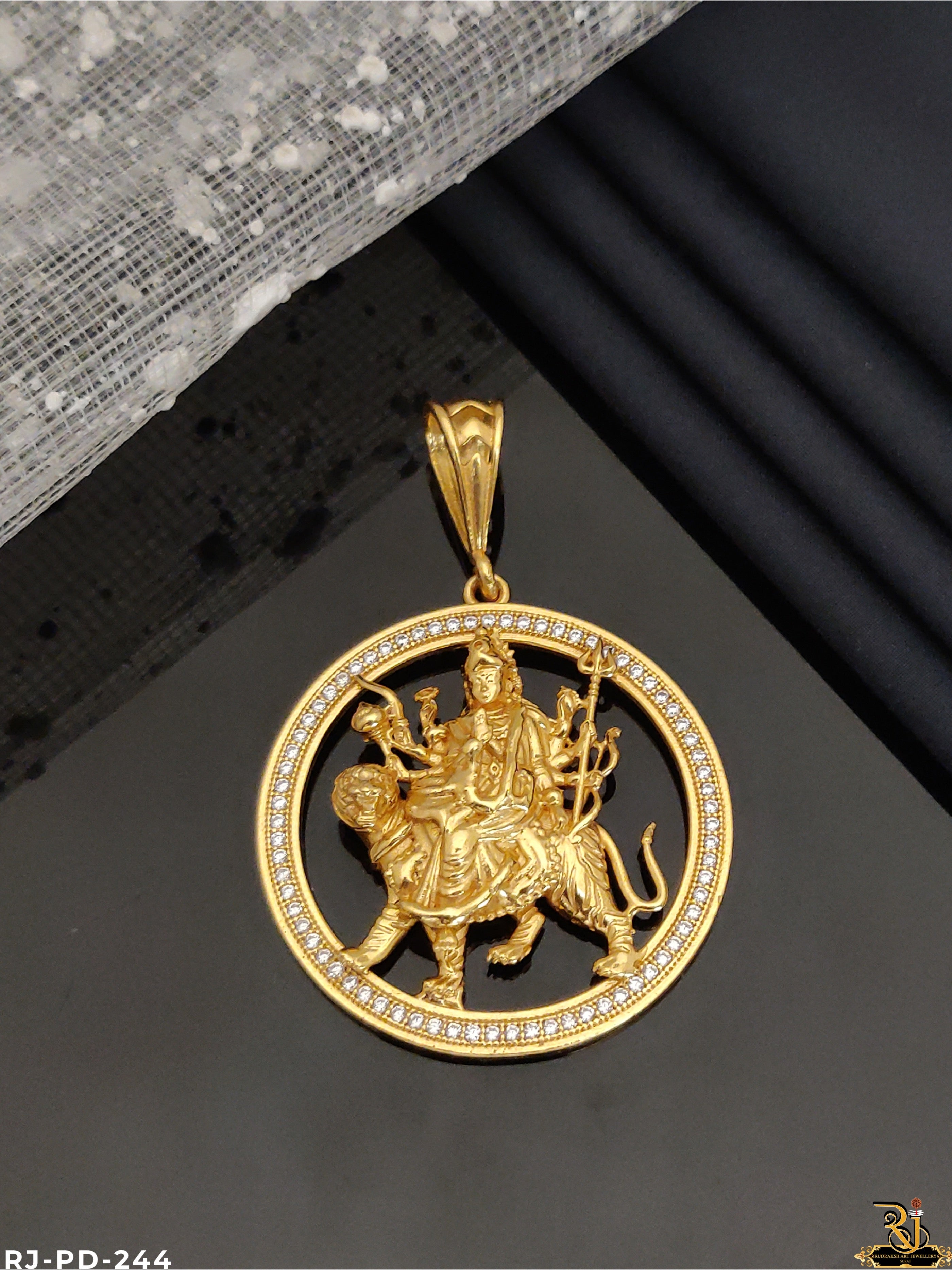 Round design, diamond, Shree Ambe pendant RJ-PD-244 – Rudraksh Art ...