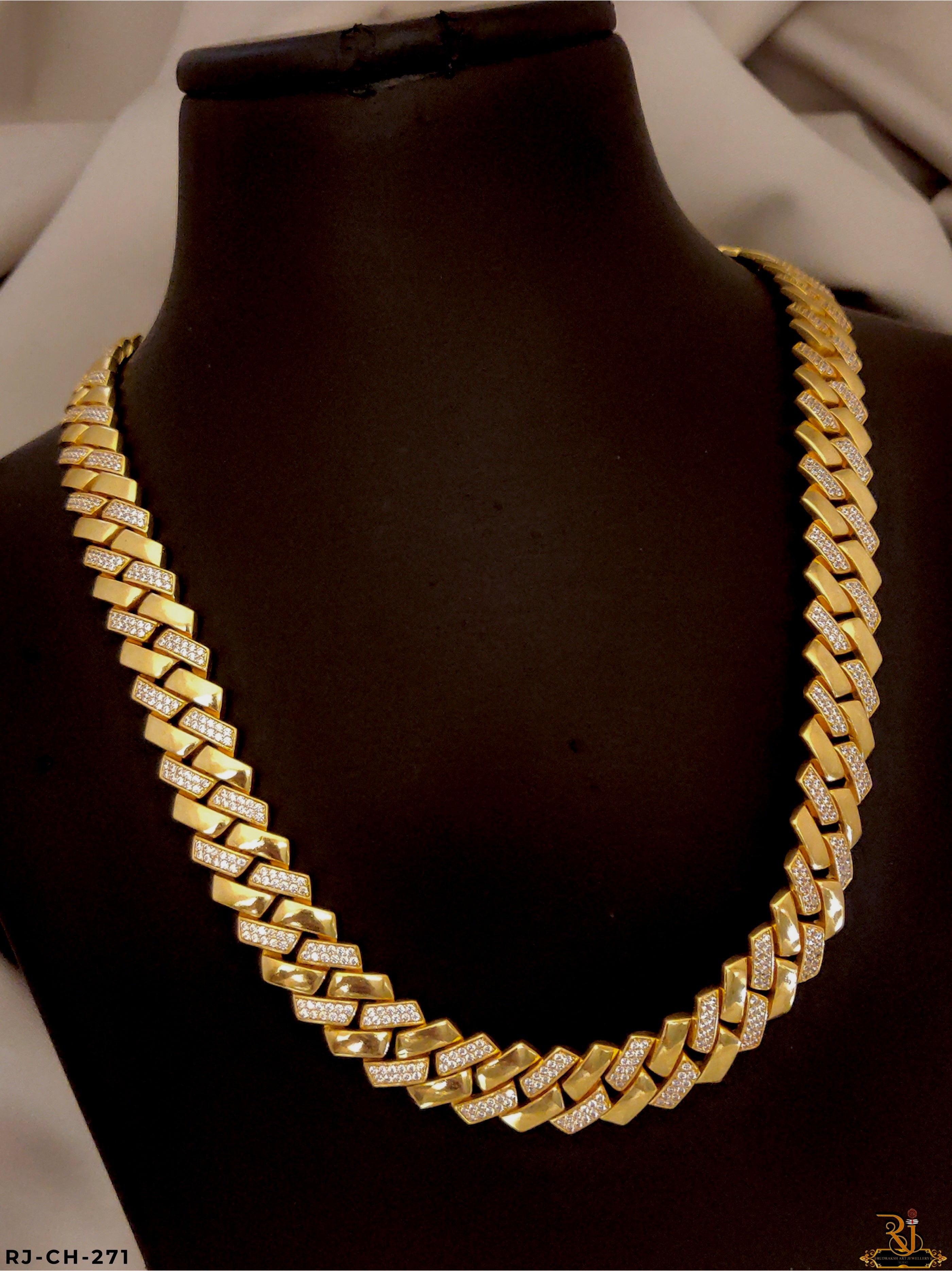 Crowned Premium gold plated Cuban Hip-Hop Chain for men's-CH-271 ...
