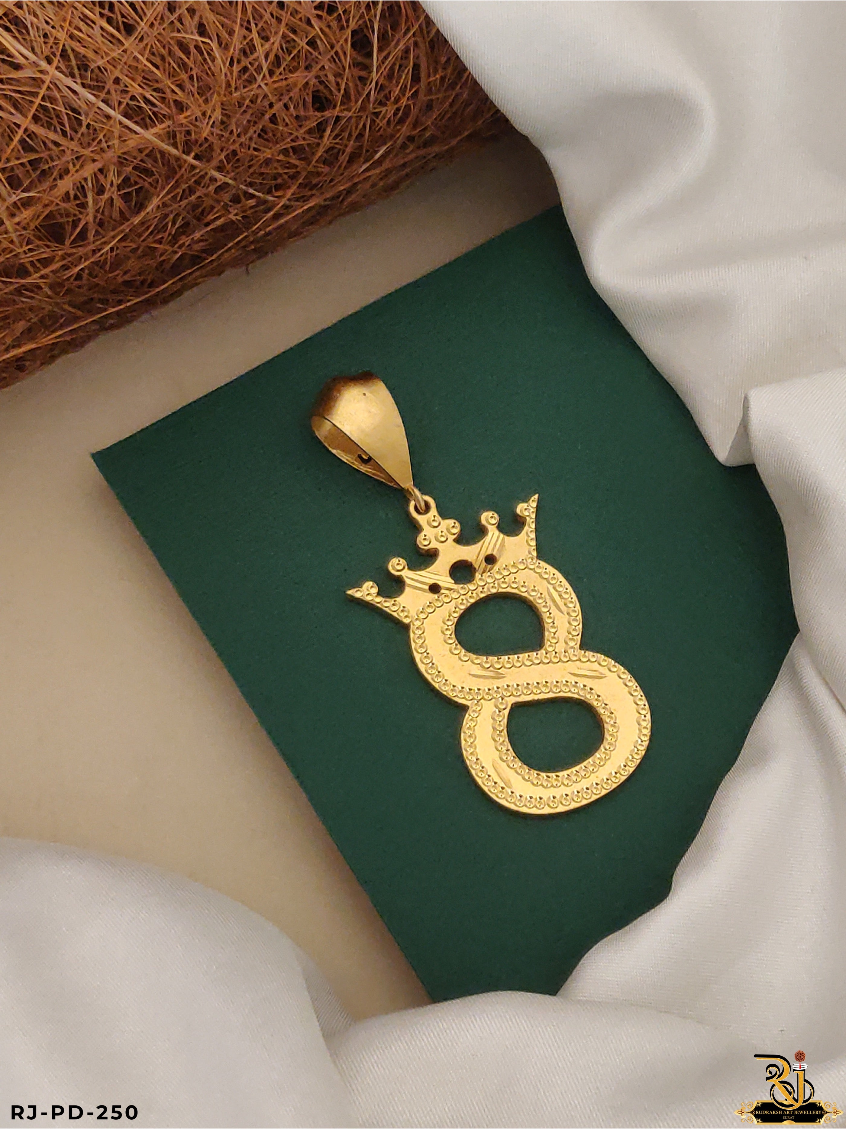 Premium Sparkling Lucky Number 8 with crown pendant-PD-250 – Rudraksh ...