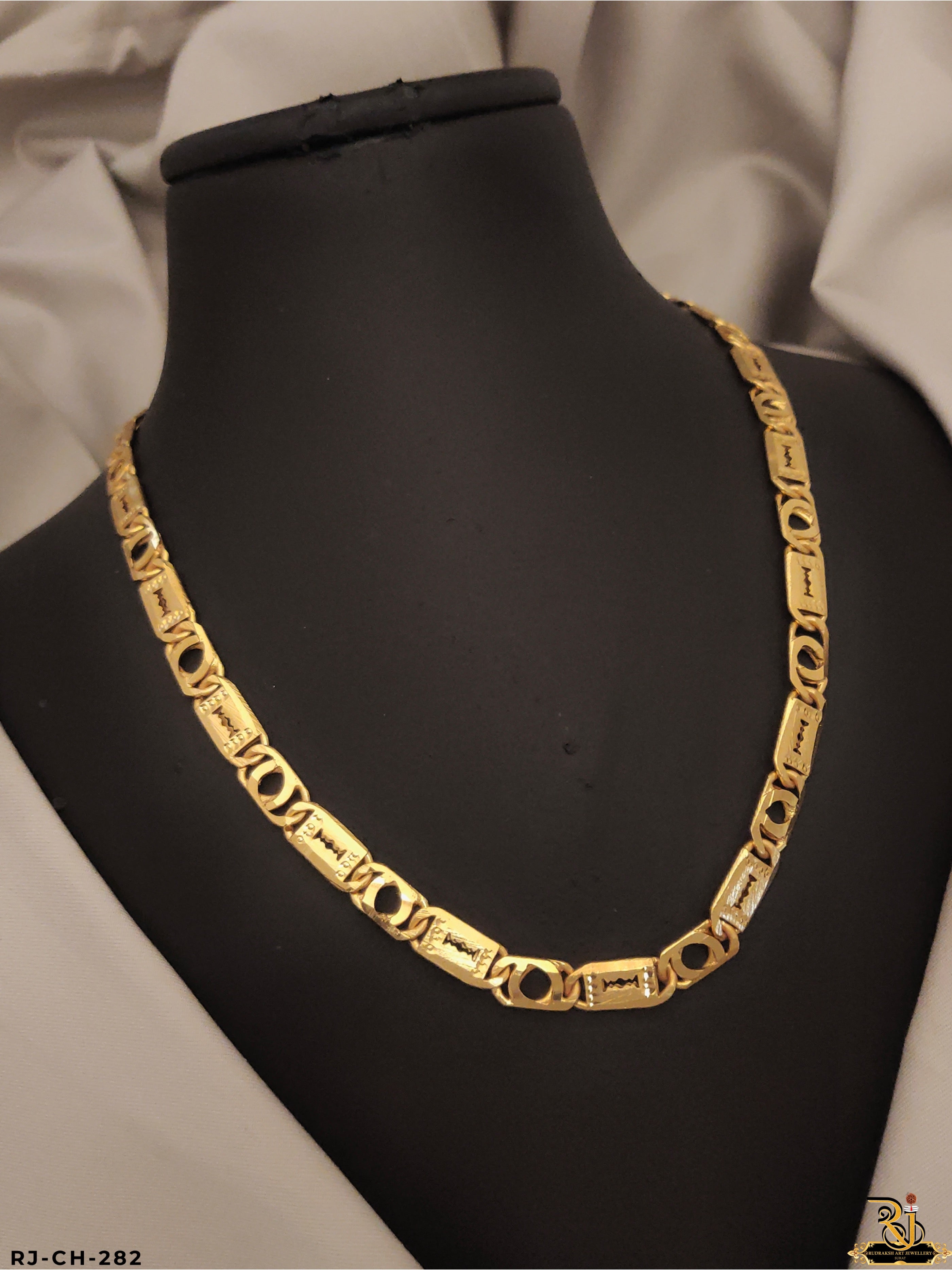 The Royal and mesmerizing Biscuit Design Gold Plated chain for men's-C ...