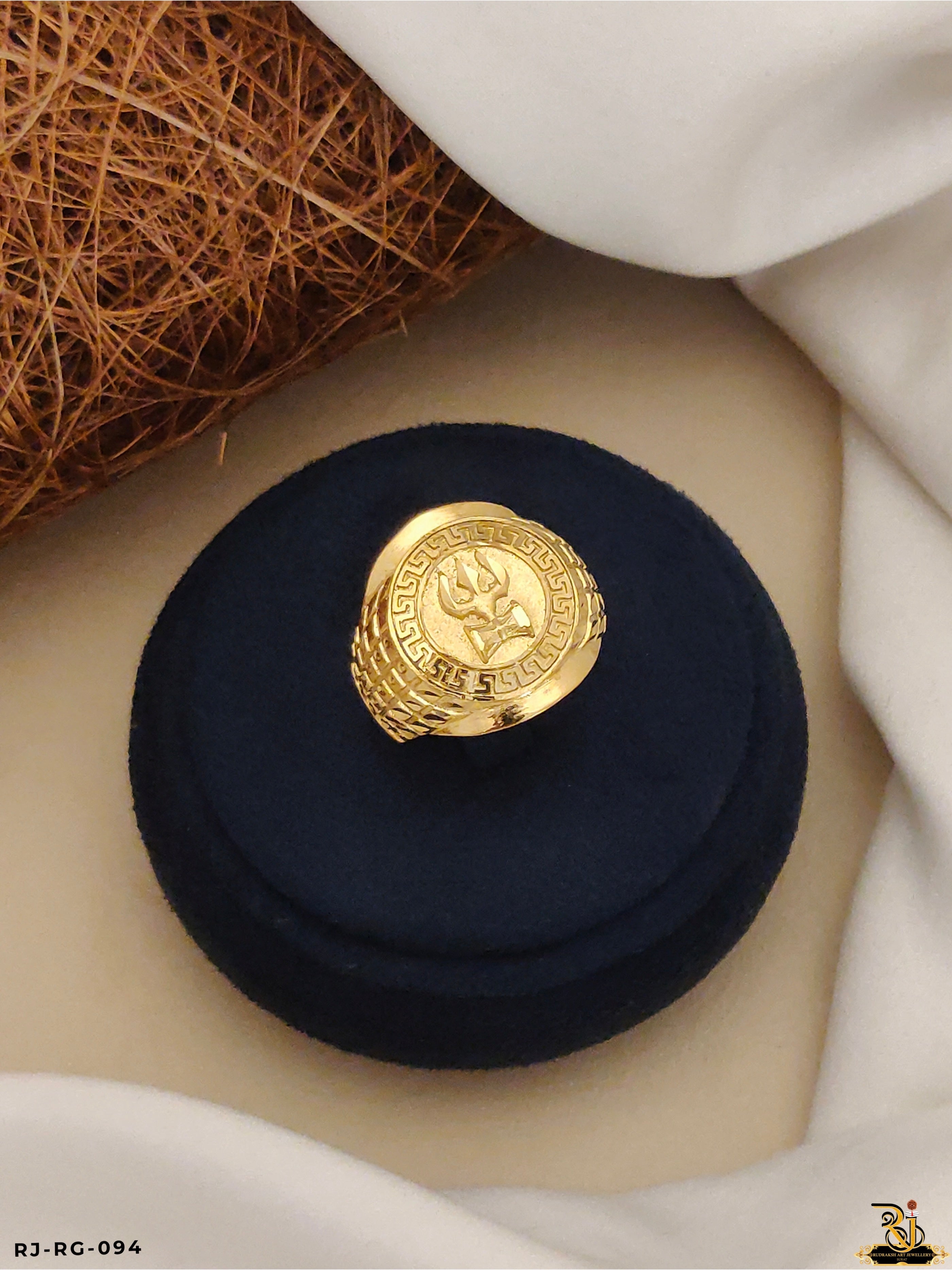 Symbol of Shiva Trishul Design Gold Plated Ring for Men's(Daily USE) R ...