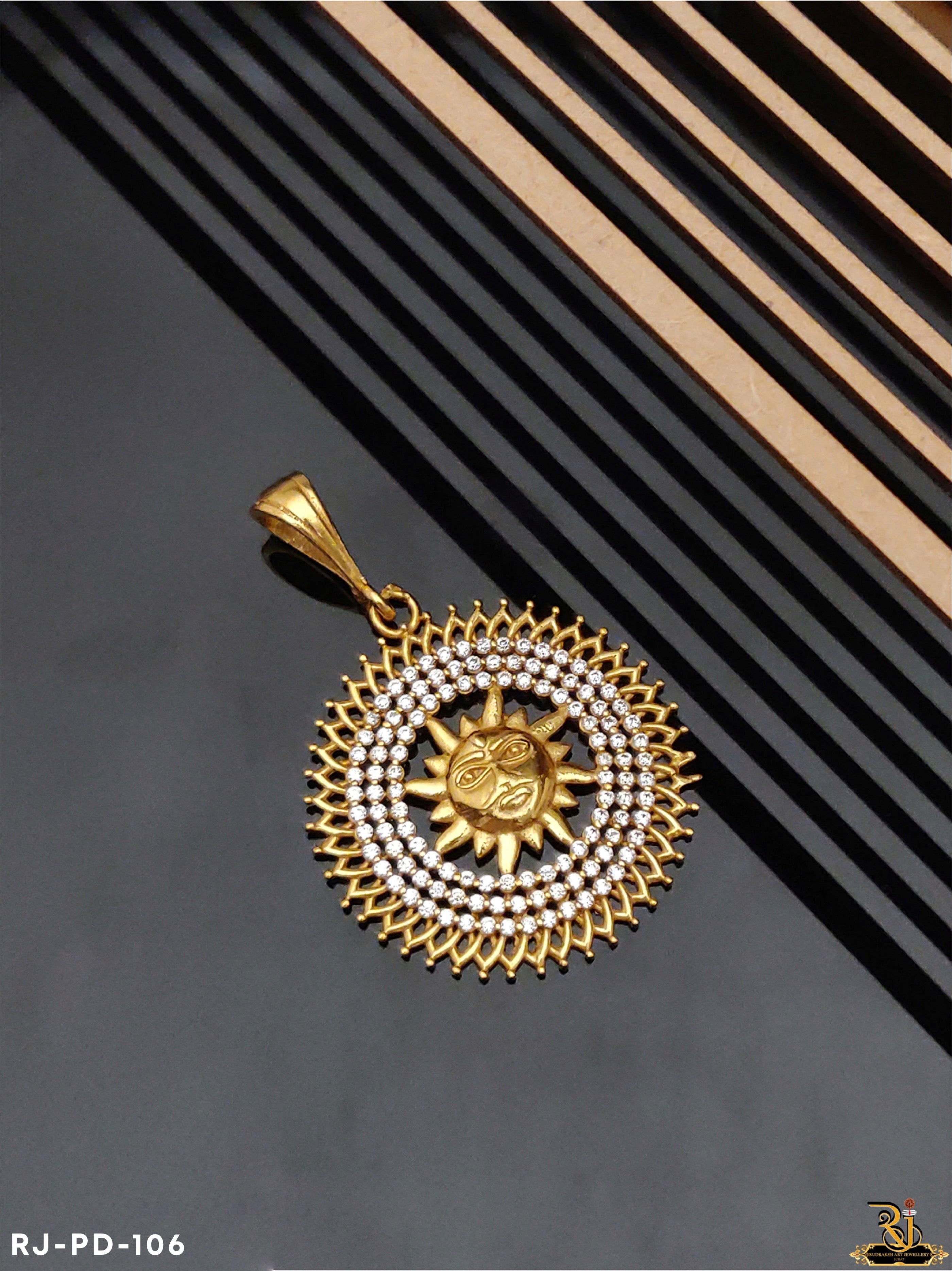 LIGHTED ROUND DIAMOND SUN GOD PENDANT PD-106 – Rudraksh Art Jewellery