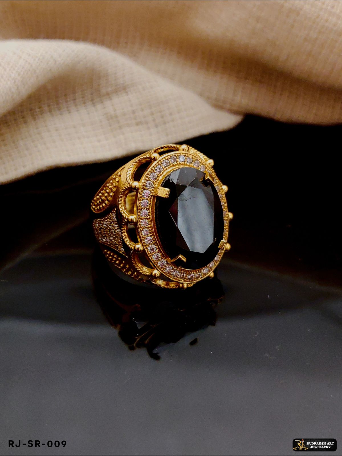 Exclusive Black Stone Streamlined Design Superior Quality Ring SR -009 ...